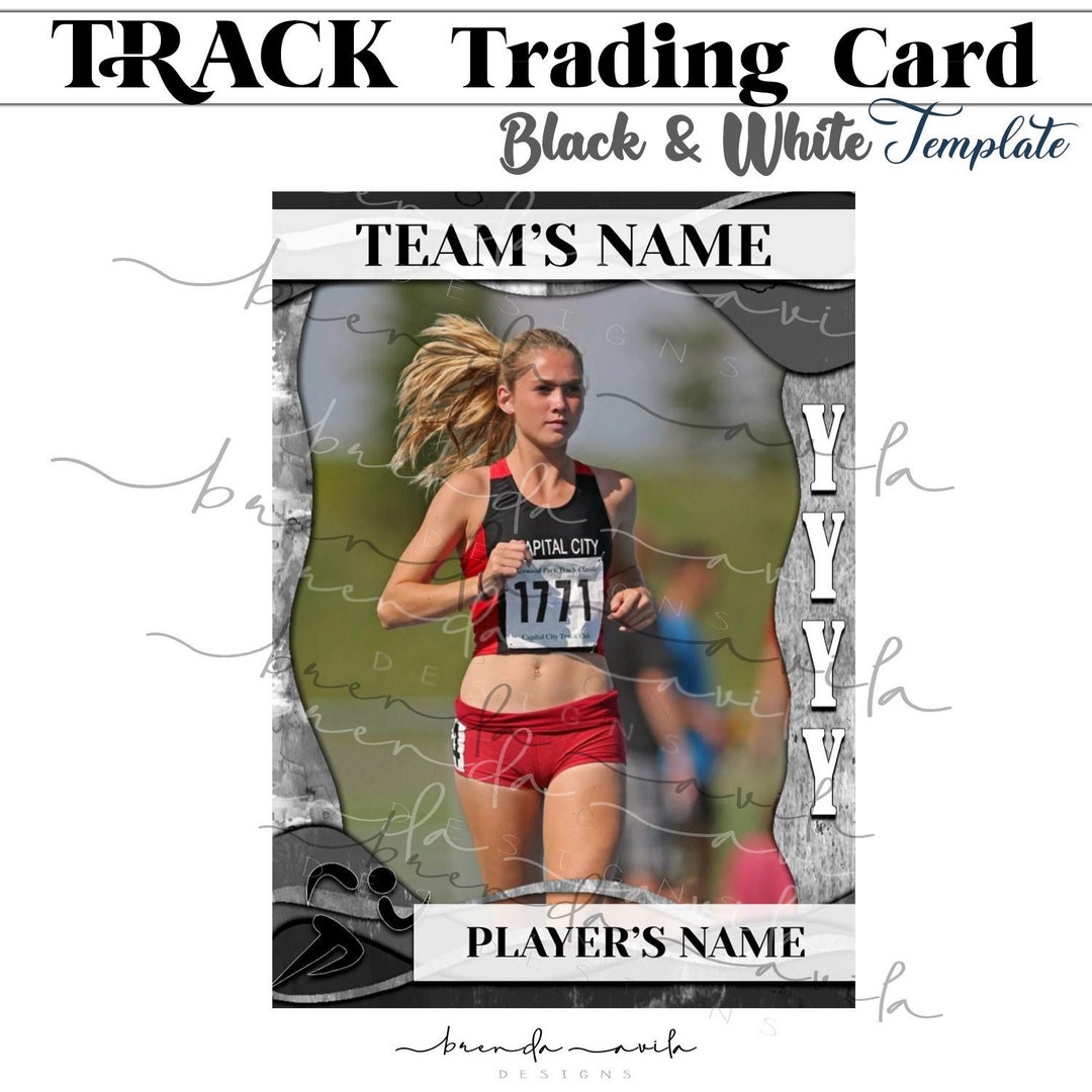 Track Trading Card Template- Black & White- Google Slides- Sports- Edit ...