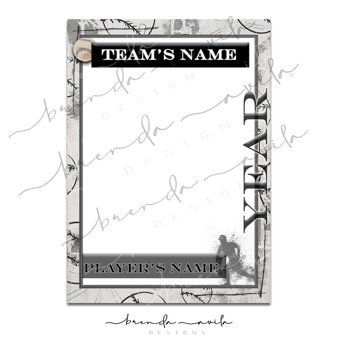 Baseball Trading Card Black and Gray Sport - Etsy
