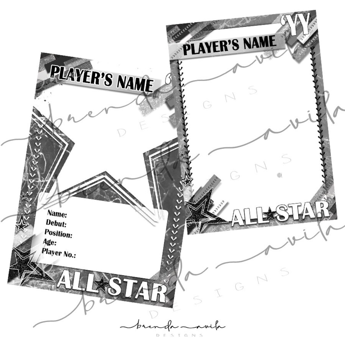 All Star Baseball Trading Card Template Sports Star Player - Etsy