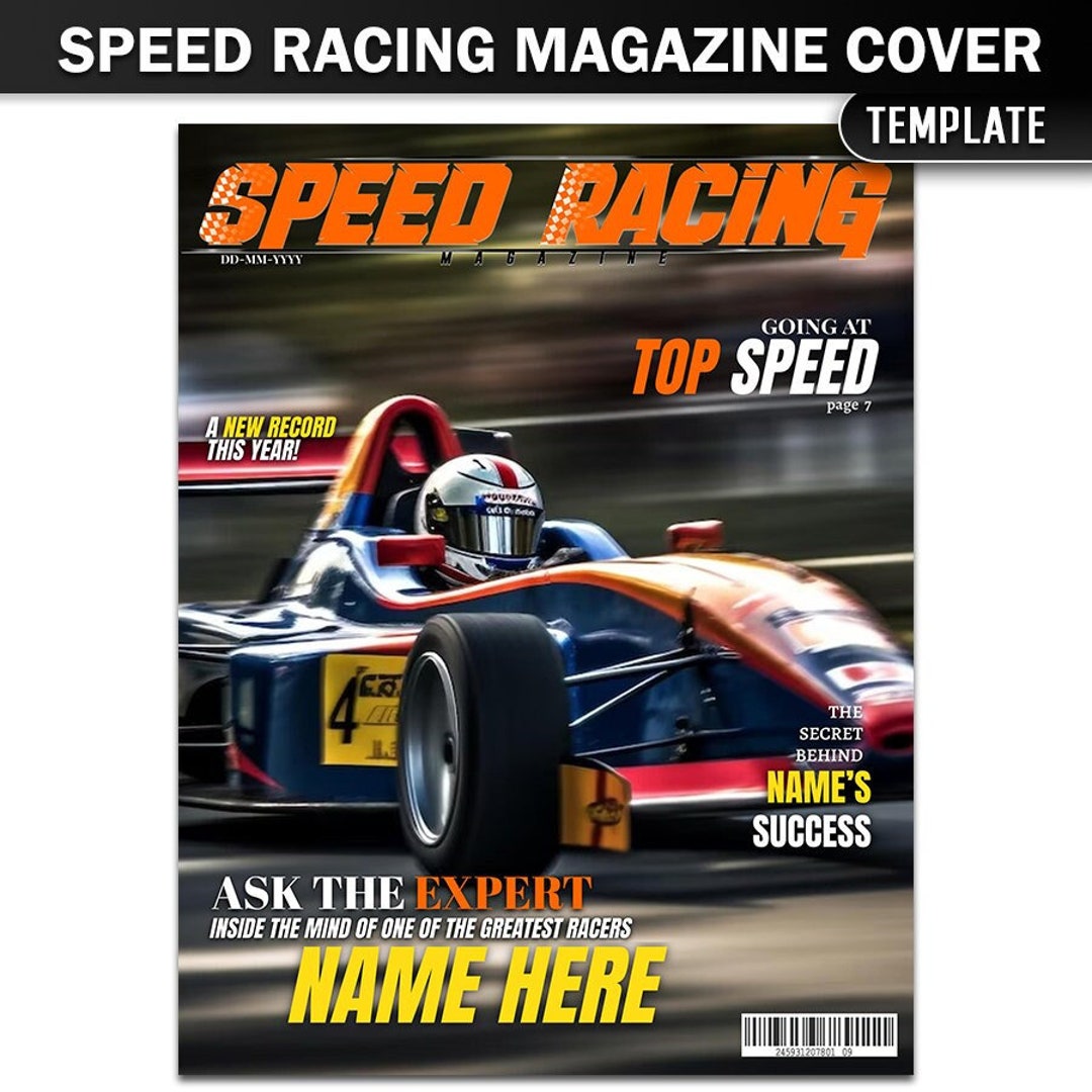 Speed Racing Magazine Cover Template -edit - Digital Instant Download ...