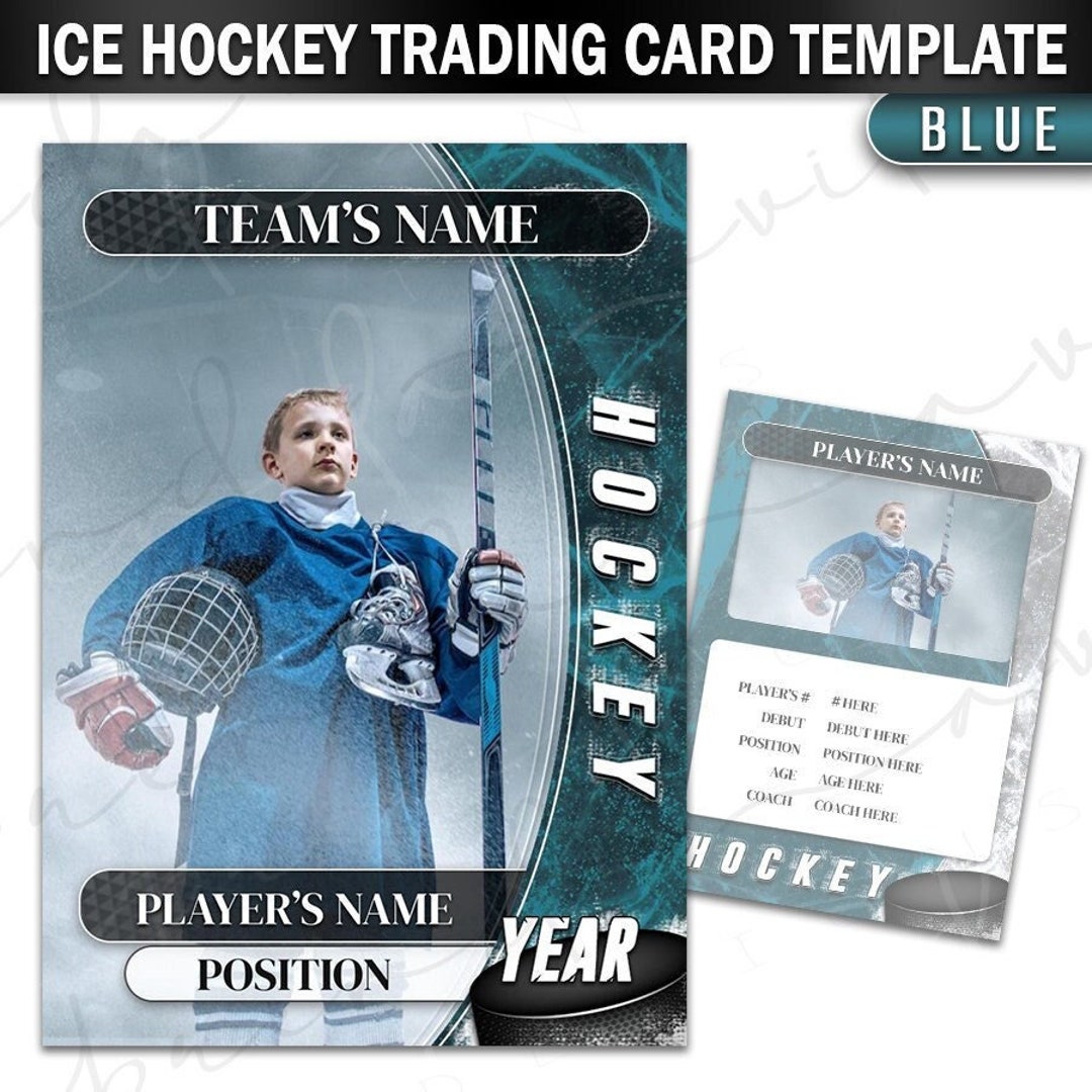 Ice Hockey Trading Card- Slick Version- Blue- Template - Editable ...