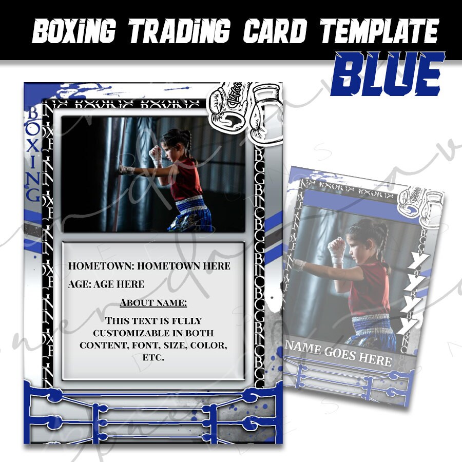 Boxing Trading Card Template Blue & Black Google Slides - Etsy