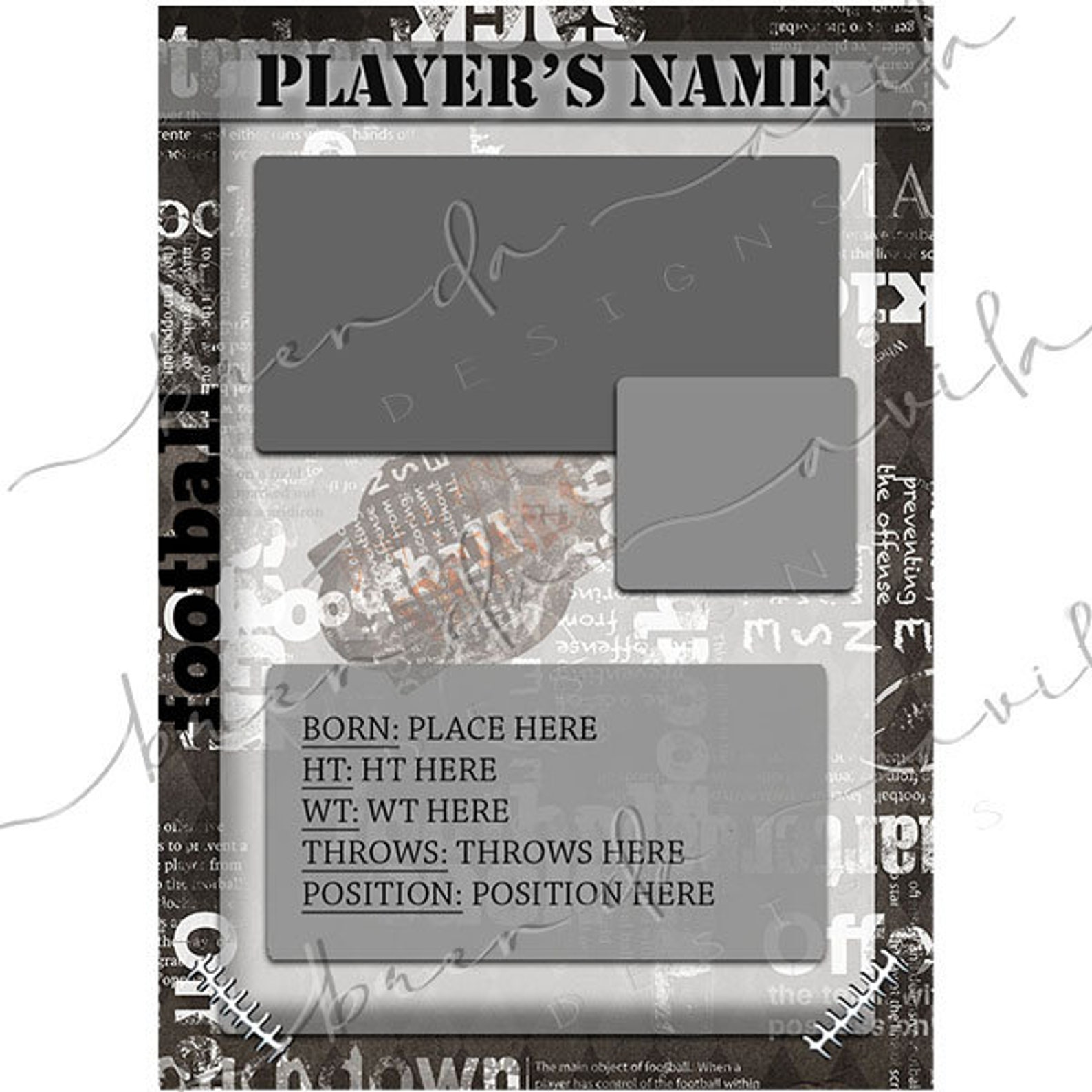 Football Trading Card Black Tint Sports Editable - Etsy