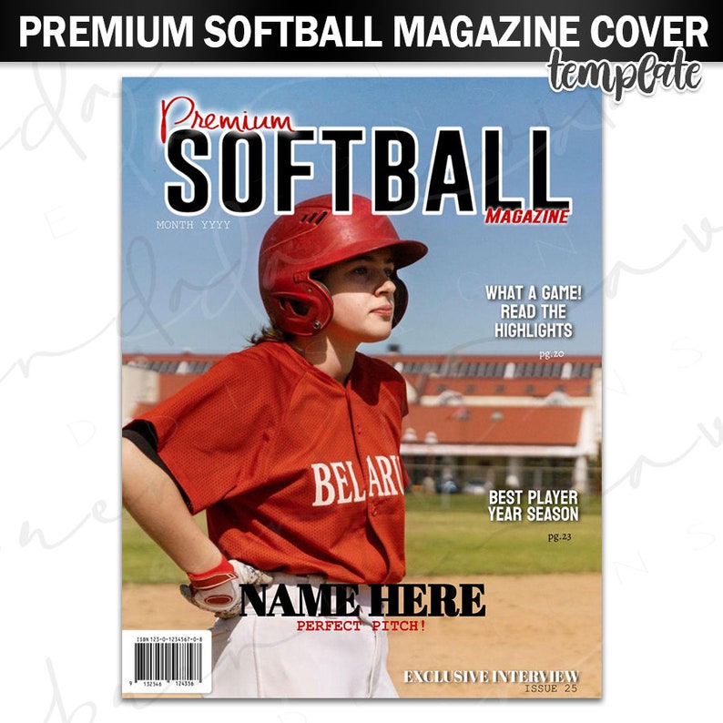 Premium Softball Magazine Cover- Google Slides- Template- High Quality ...