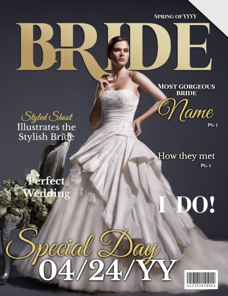 Bride Magazine Cover Template- Edit- High Quality - Etsy