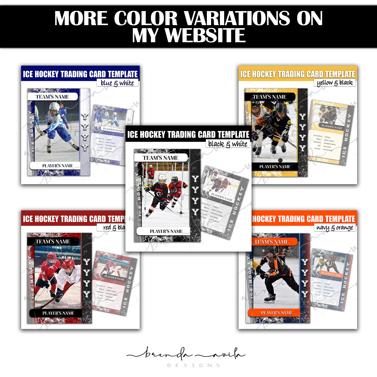 Ice Hockey Trading Card Template Black & White Google - Etsy