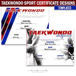 Taekwondo Certificate Template Designs- Google Slides- High Quality - Etsy