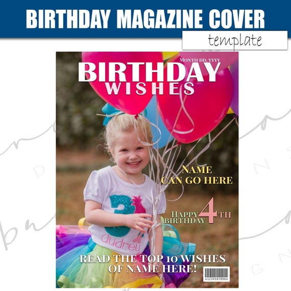 Birthday Wishes Magazine Cover Template Google Slides High - Etsy