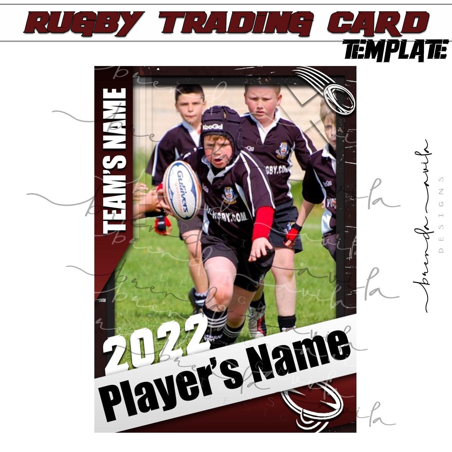 Rugby Trading Card red & Black Template High Quality - Etsy