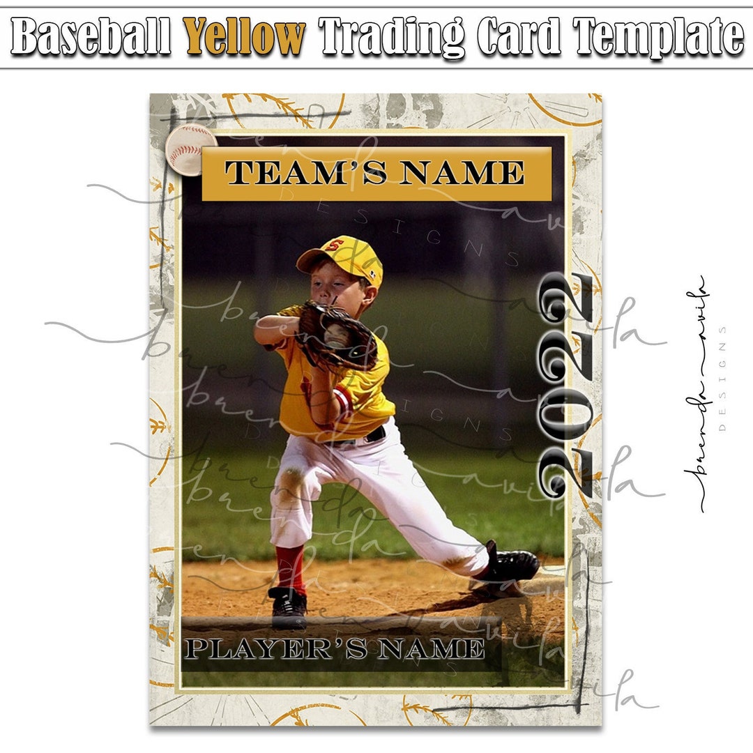 Baseball Trading Card Yellow Template- High Quality- Google Slides - Etsy