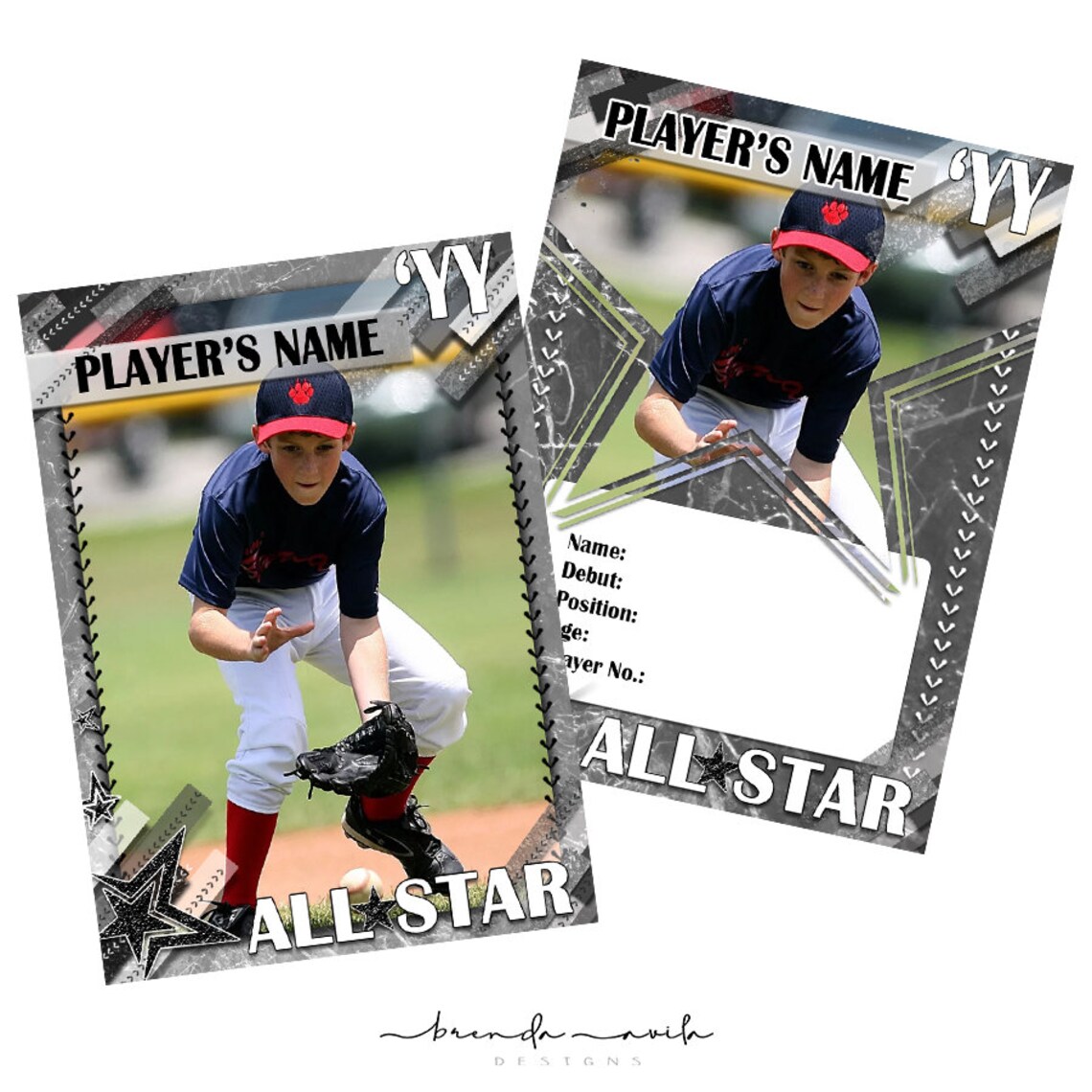 All Star Baseball Trading Card Template- Sports- Star Player- High ...