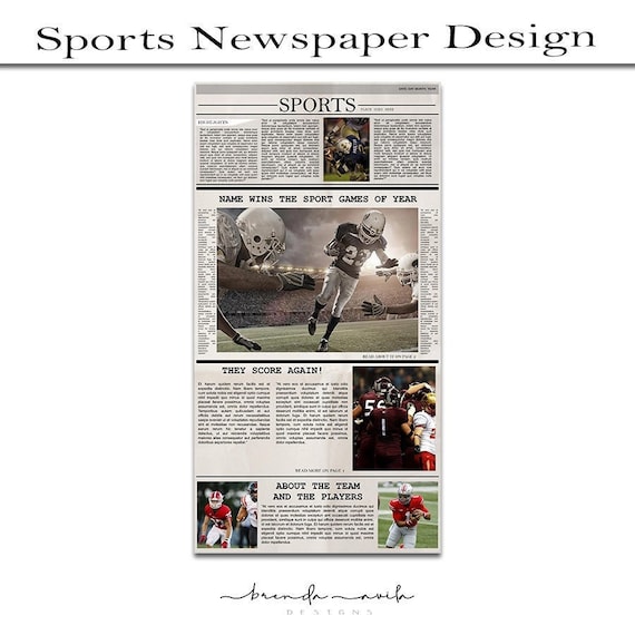 Sports Newspaper Front Page Template Layout | Etsy