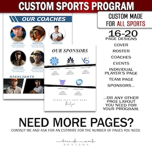 Custom Sports Program - ALL SPORTS - Digital Design- High Quality ...