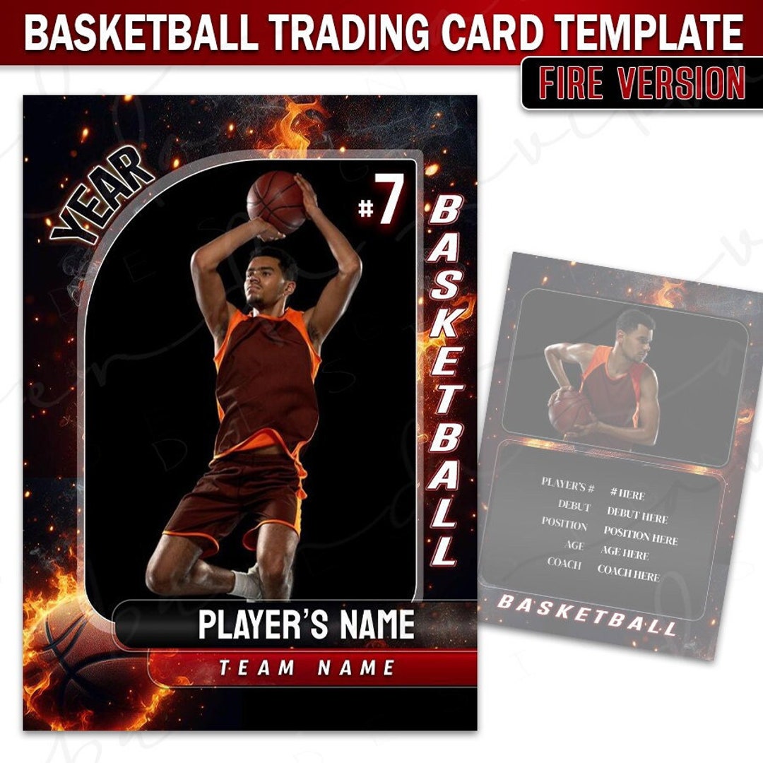 Basketball Trading Card Template- Fire Version - Google Slides- Sports ...
