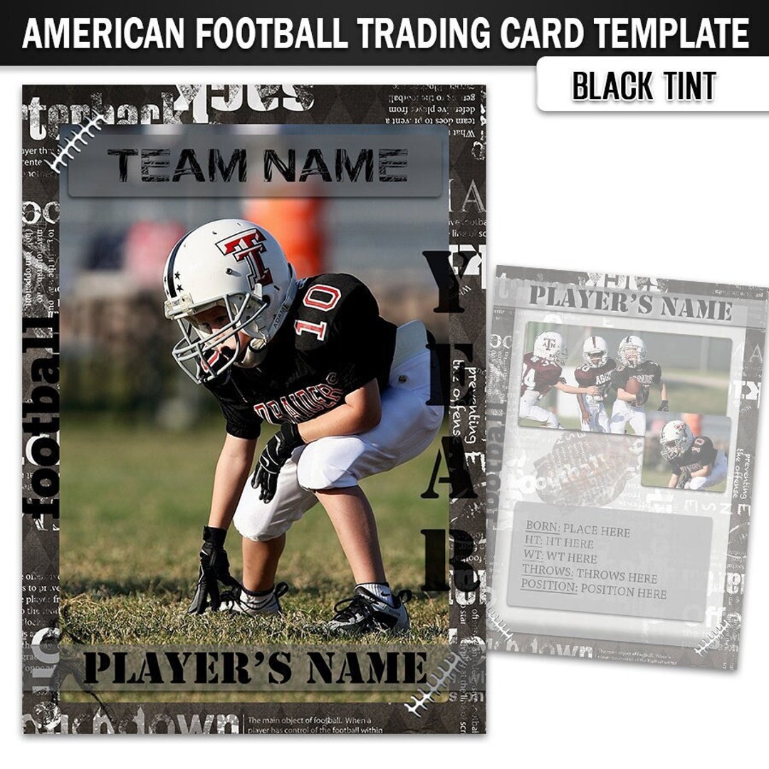 Football Trading Card Black Tint- Sports Editable - Etsy