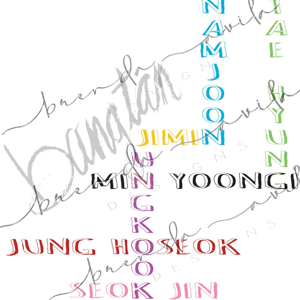 BTS Names SVG File - Etsy