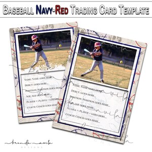 Navy-red Baseball Trading Card- Template- Editable-high Quality - Etsy