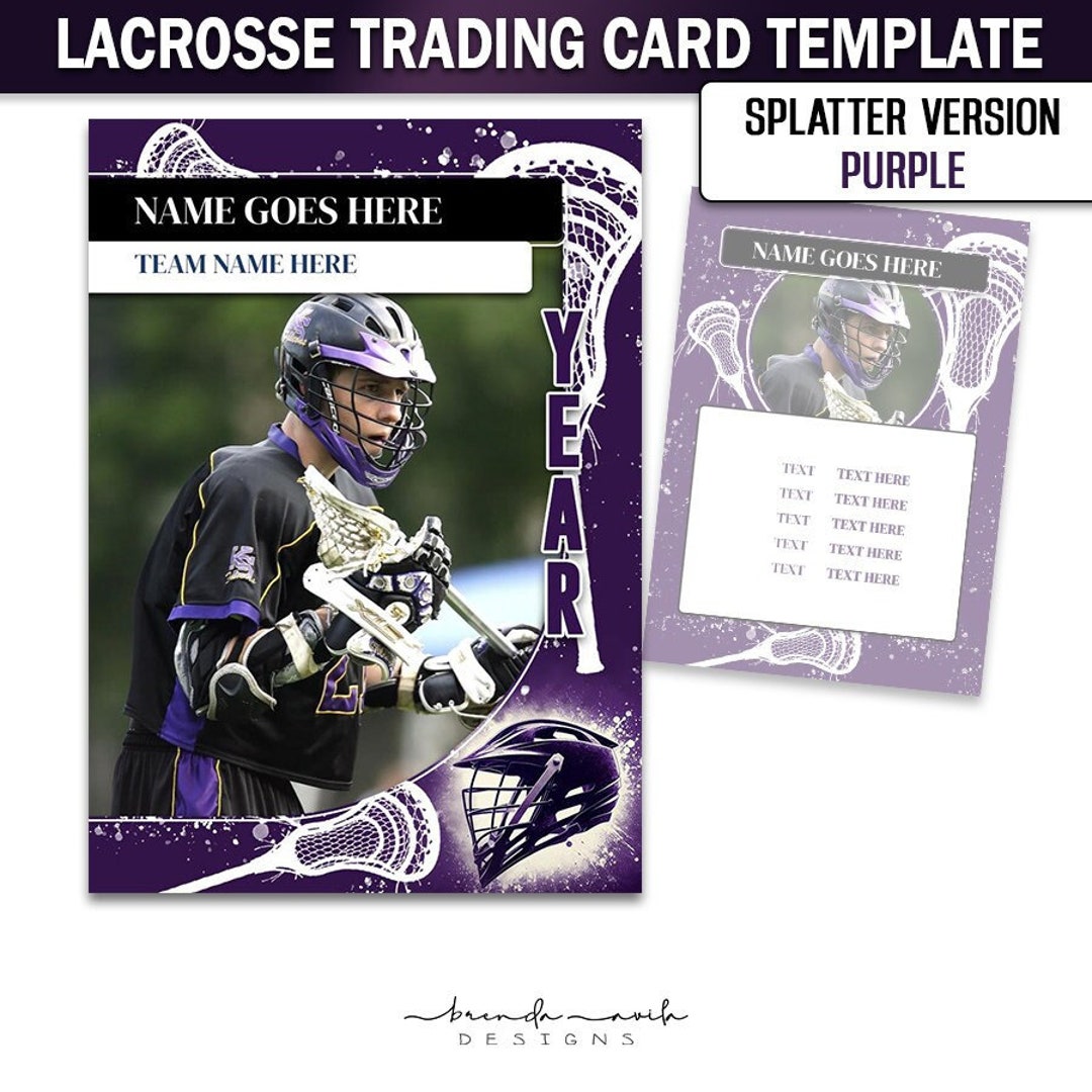 Lacrosse Trading Card Template- Splatter - Purple - Google Slides ...
