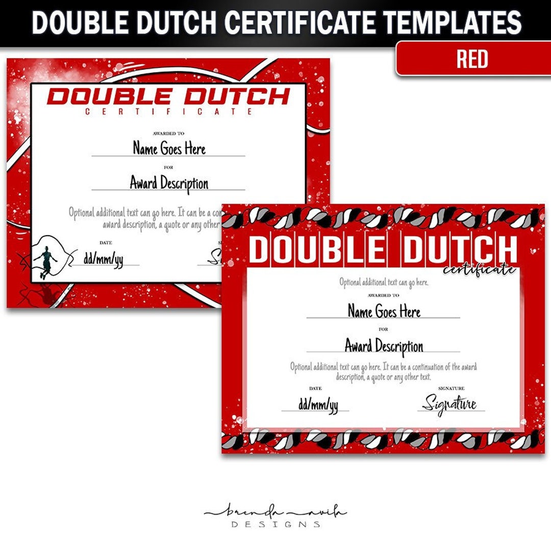 Double Dutch Certificate Templates - Red- Google Slides- High Quality ...