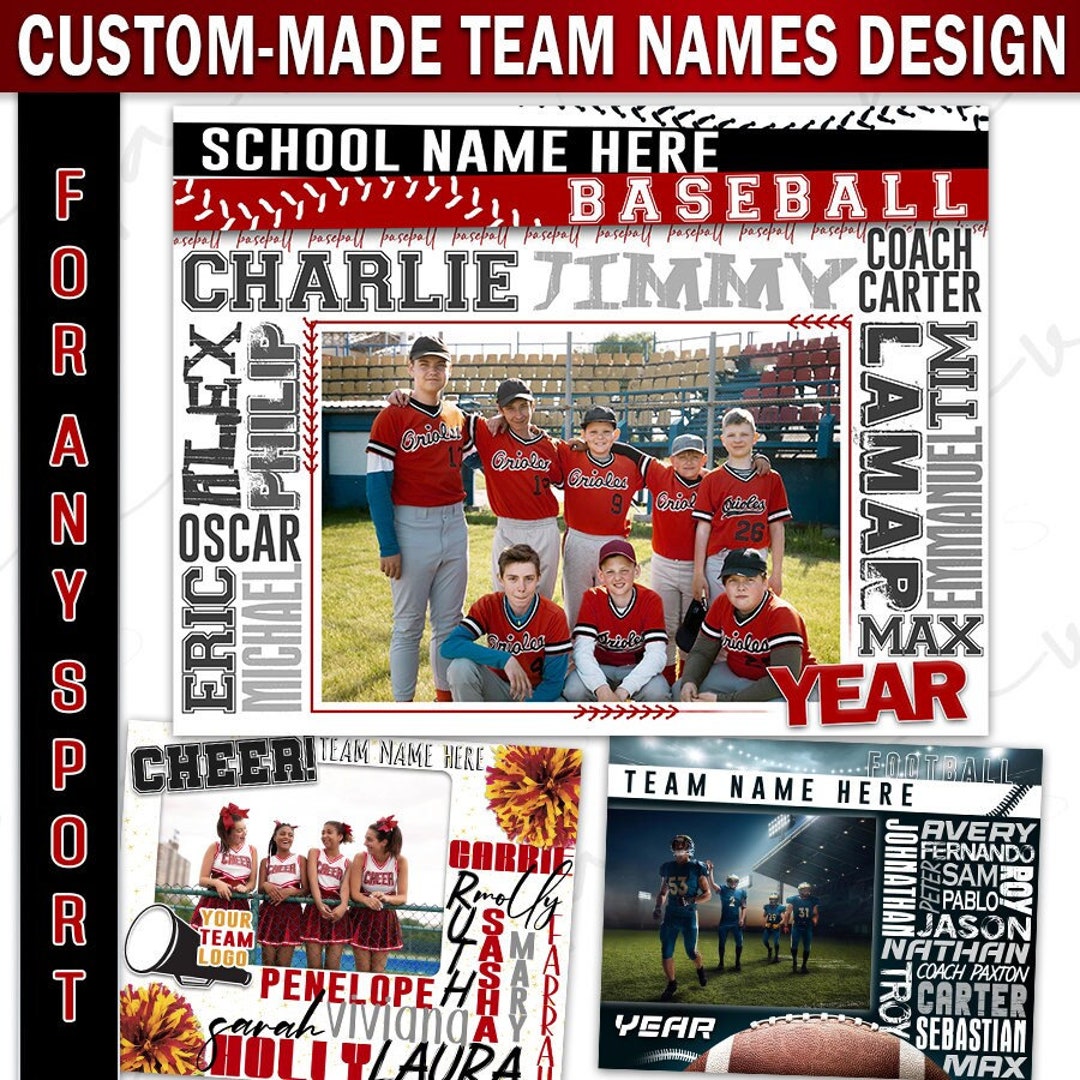Custom Team Names Design- ALL SPORTS- Digital Work - High Quality - Etsy