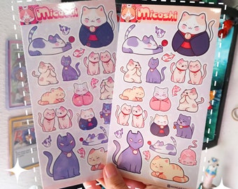 Cat Market Sticker Sheet, Cute Cat Aesthetic Kawaii Stationary, Fun ...