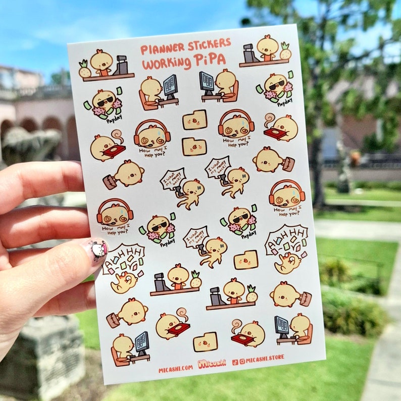 Work Planner Sticker Sheet - La Pipa Cute Chick Duck - Etsy