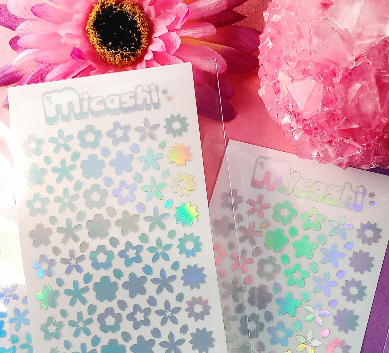 Holographic Deco Stickers Sheet Flowers Lotus Flower and - Etsy