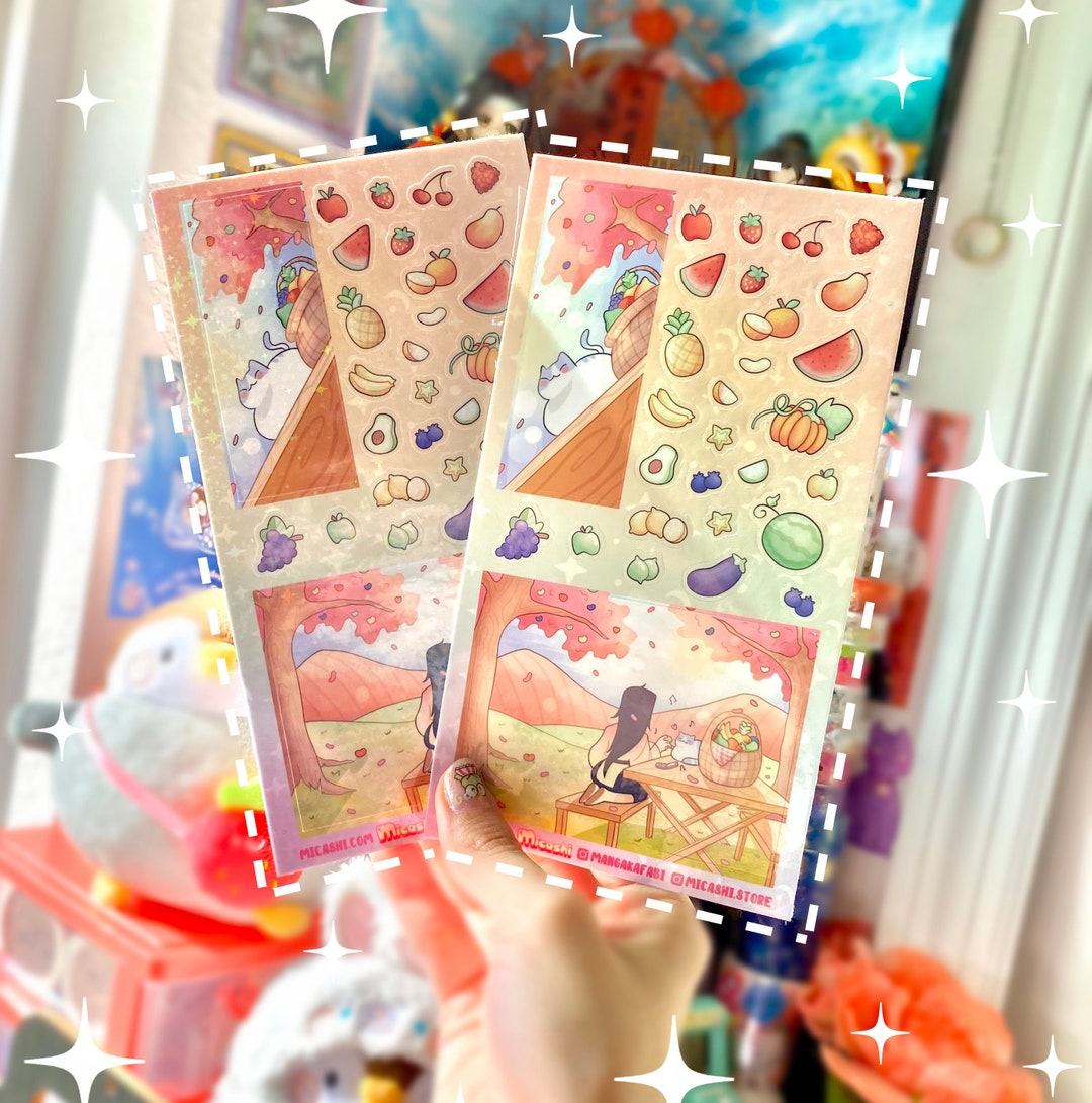 Fruit Picnic Food Sticker Sheet Vinyl Stickers Kawaii - Etsy