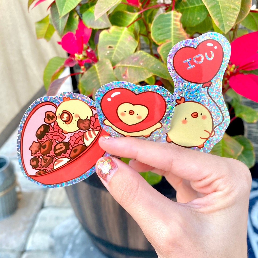 Love Pipa Cute Chick Duck - Trio Glitter Deco Stickers - Etsy