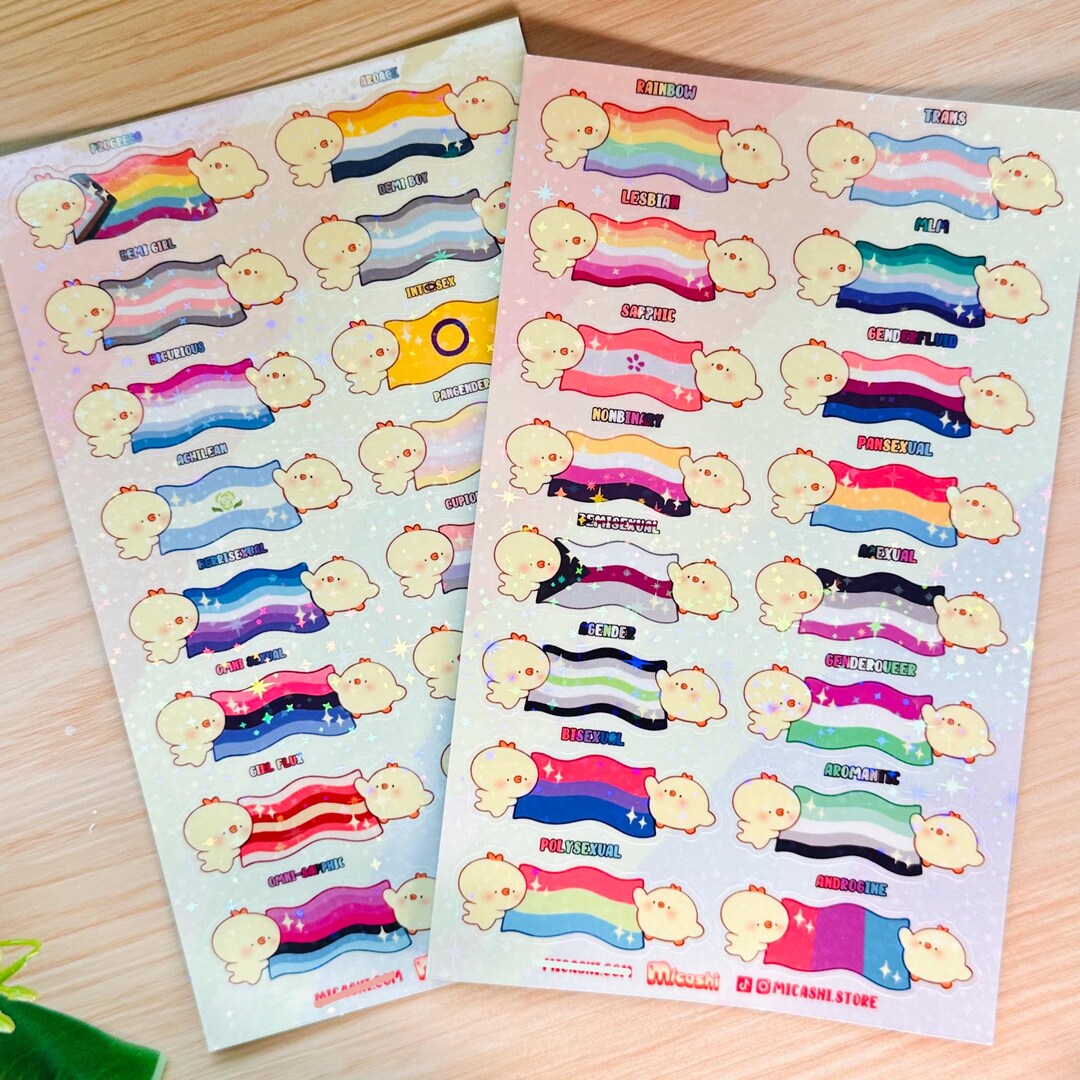 Pipa LGBTQ+ Pride Flags, Cute Sticker Sheet - Etsy