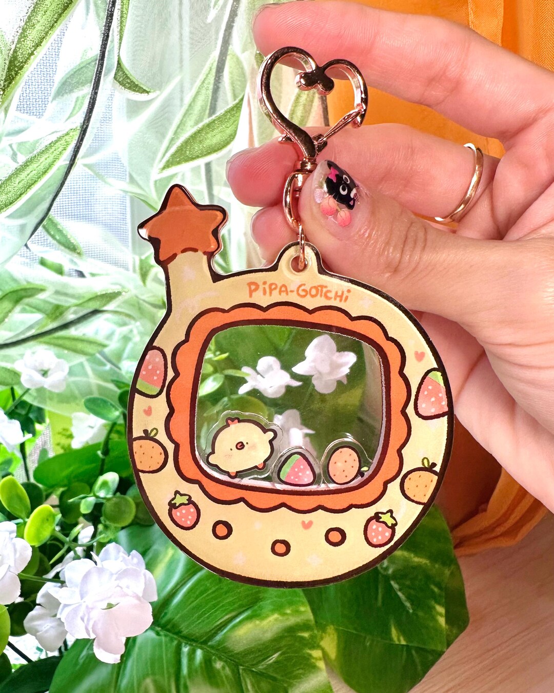 Pipa Gotchi Fruit Pipa Keychain! - Acrylic Epoxy Cute Chick Charms - Etsy