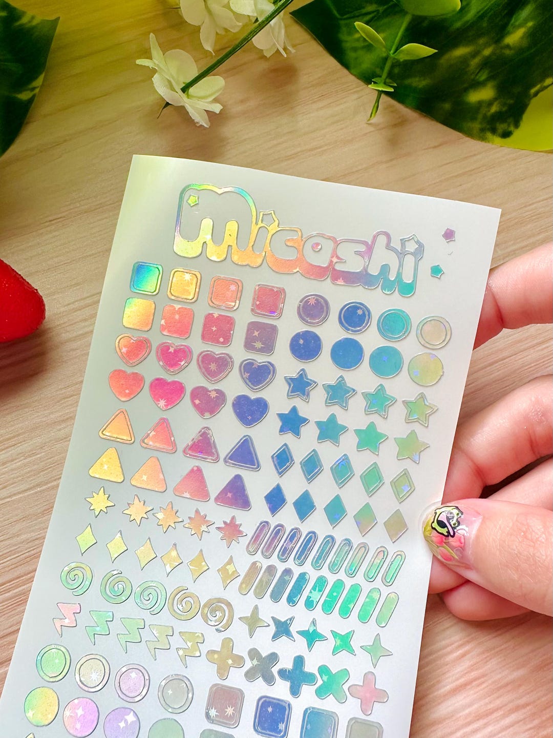 Forms Holographic Aesthetic Deco Stickers Sheet | Square, Triangle ...