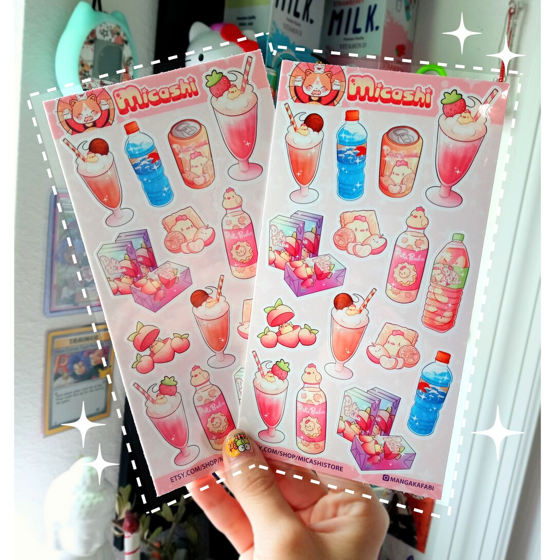 Cute Milkshake Smoothies Chick Drinks Sticker Sheet | Vinyl Stickers ...