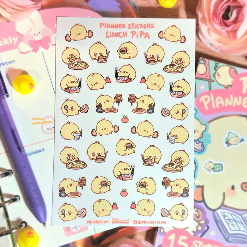 Lunch Planner Sticker Sheet - La Pipa Cute Chick Duck - Etsy
