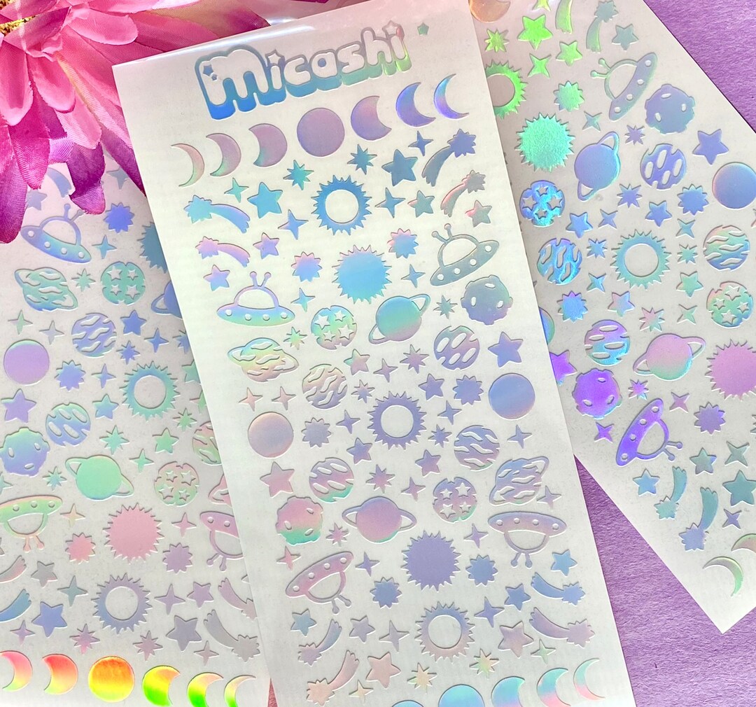 Space Universe Holographic Stickers Sheet | Sun, Moon, Planets ...