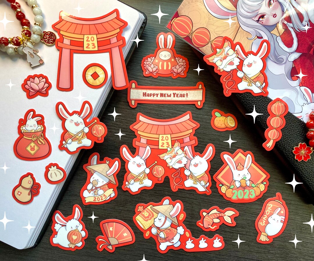Cute Year of the Rabbit 2023, 20 Sticker Pack - Lunar New Year 2023 ...