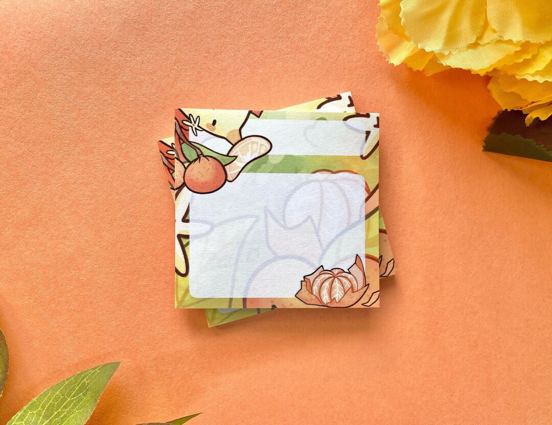 Tangerine Fruit Sticky Notes Memo Pad Cute Stationery - Etsy