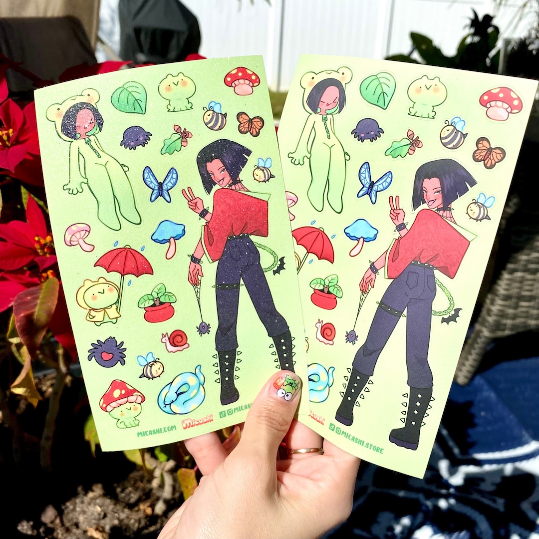 Cottagecore! Goth Boy Who Loves Frogs Sticker Sheet! | Vinyl Stickers ...