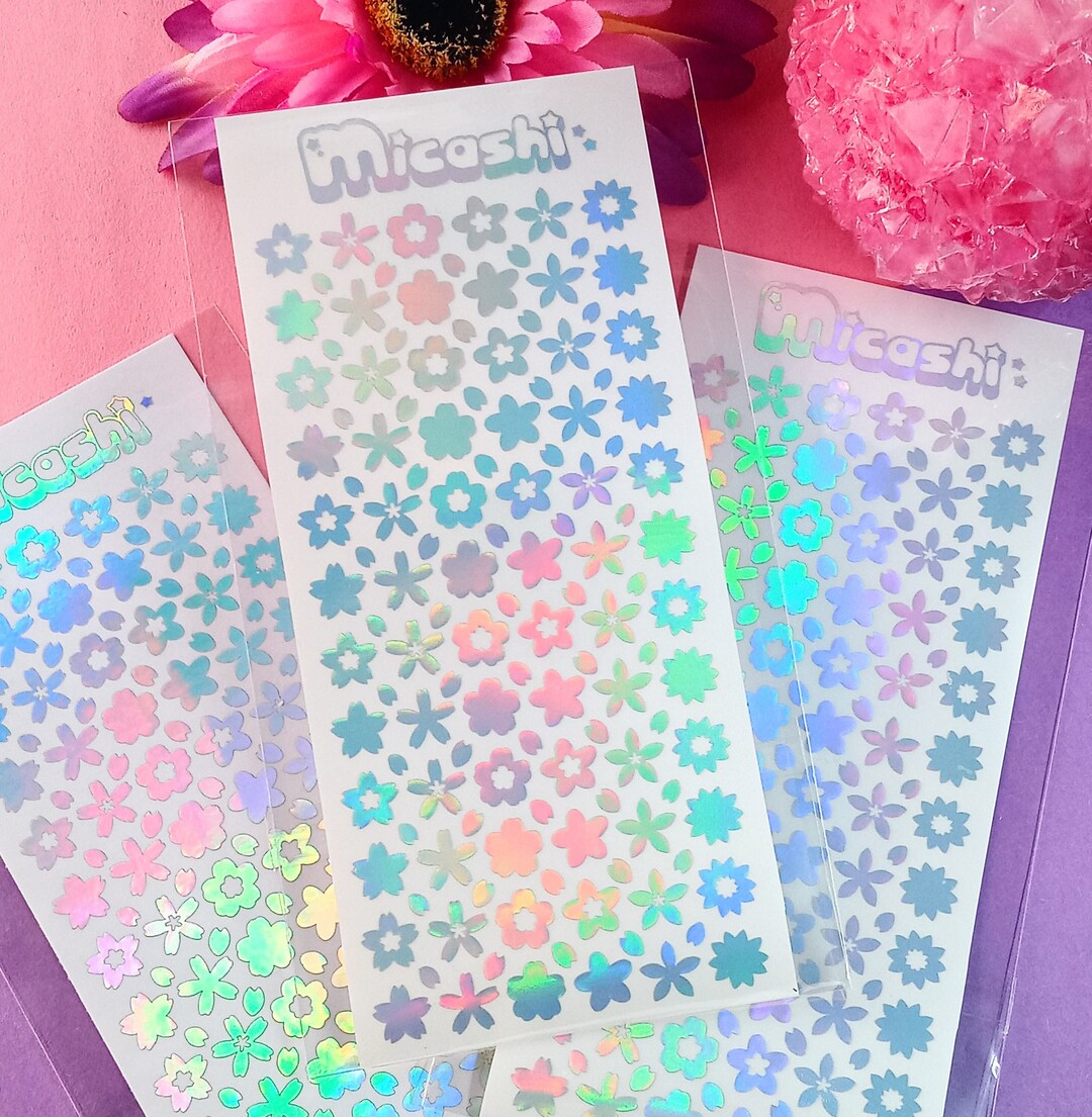 Holographic Deco Stickers Sheet | Flowers, Lotus Flower and Petals ...