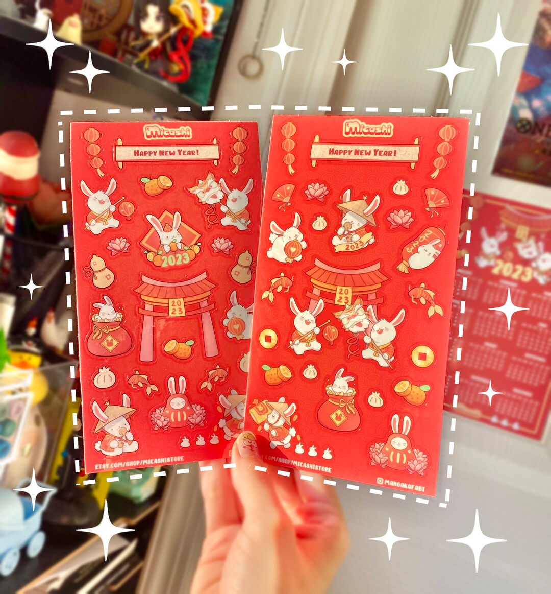 Lunar New Year Rabbit 2023 Sticker Sheets: Waterproof Scrapbooking ...