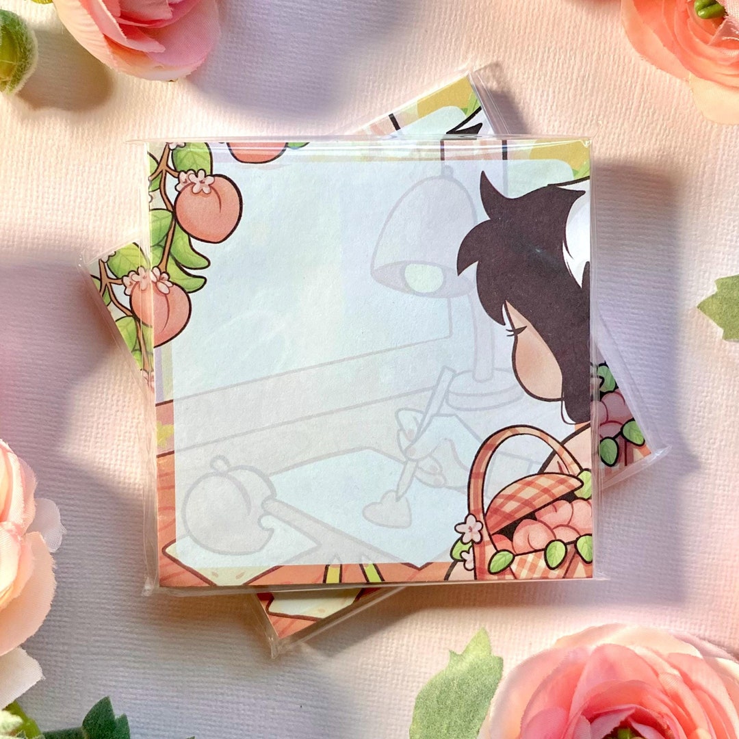 Peach Fruit Sticky Notes Memo Pad | Cute Stationery - Etsy