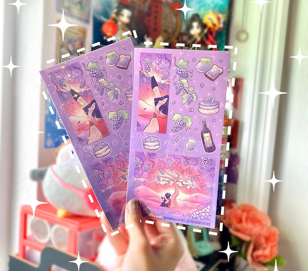 Grape Fruit Sticker Sheet Vinyl Stickers Kawaii Waterproof Holographic ...