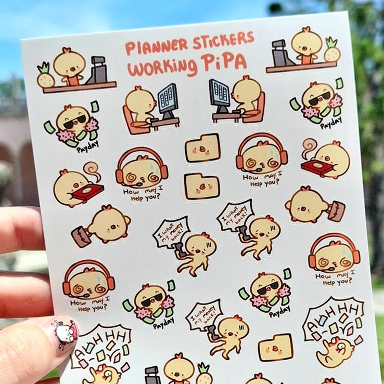 Work Planner Sticker Sheet - La Pipa Cute Chick Duck - Etsy