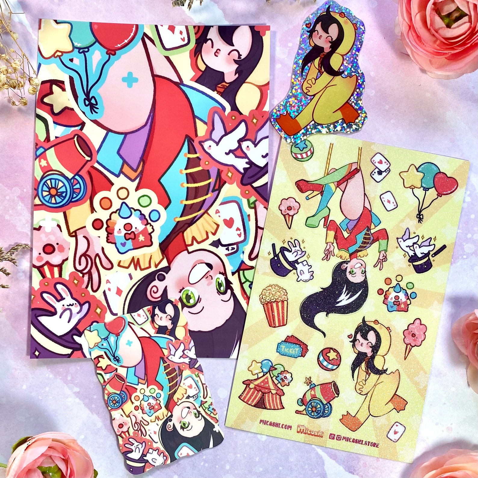 Circuscore ! Circus Trapeze Artist Girl Sticker Sheet! | Vinyl Stickers ...