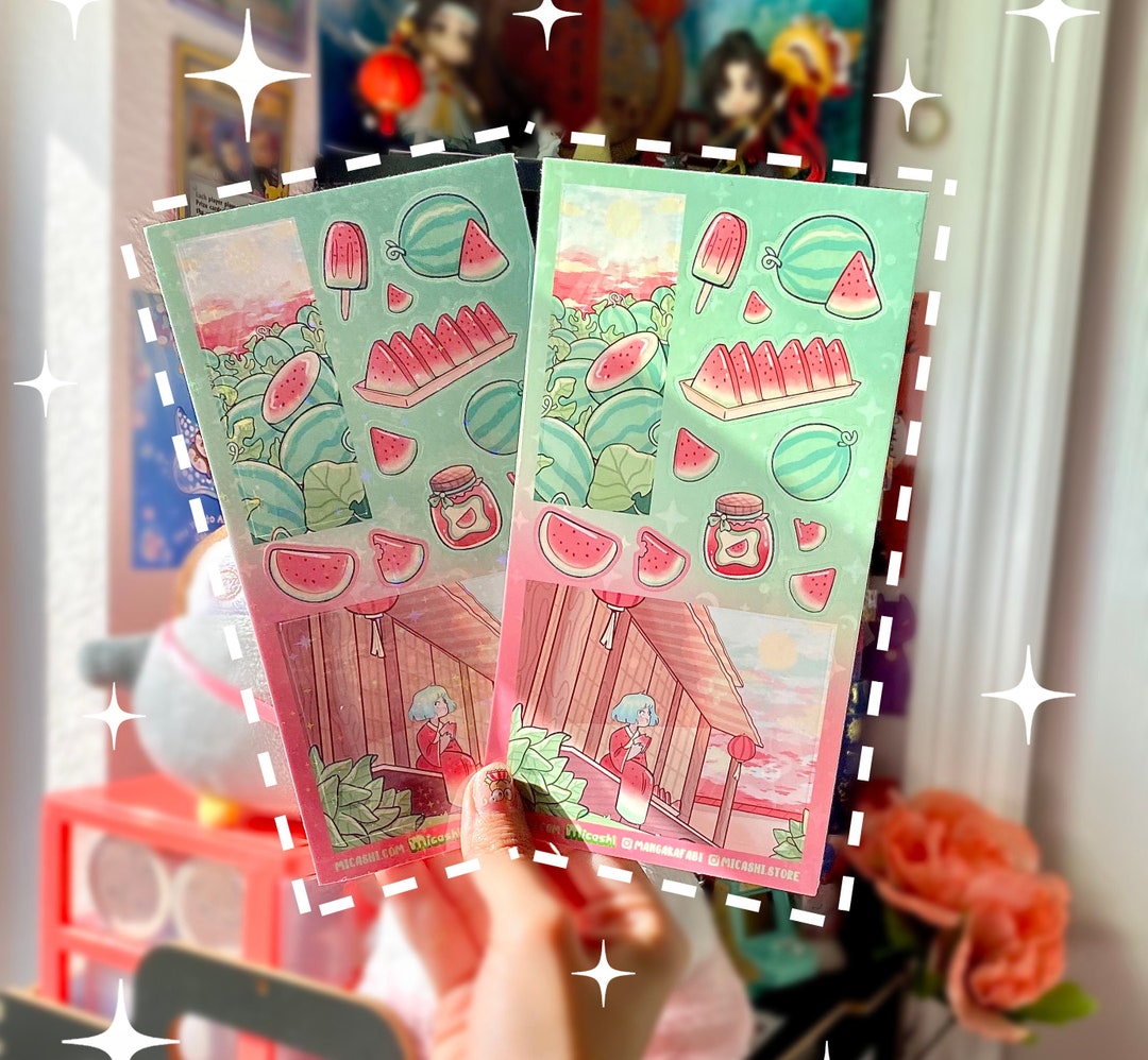 Watermelon Fruit Sticker Sheet Vinyl Stickers Kawaii - Etsy