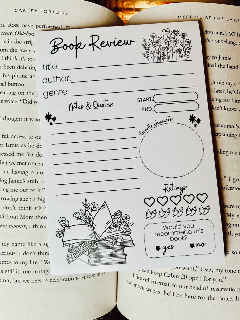 Book Review Post-it Notepad: Floral Bookish Stationery (4x6, 50 Pages ...