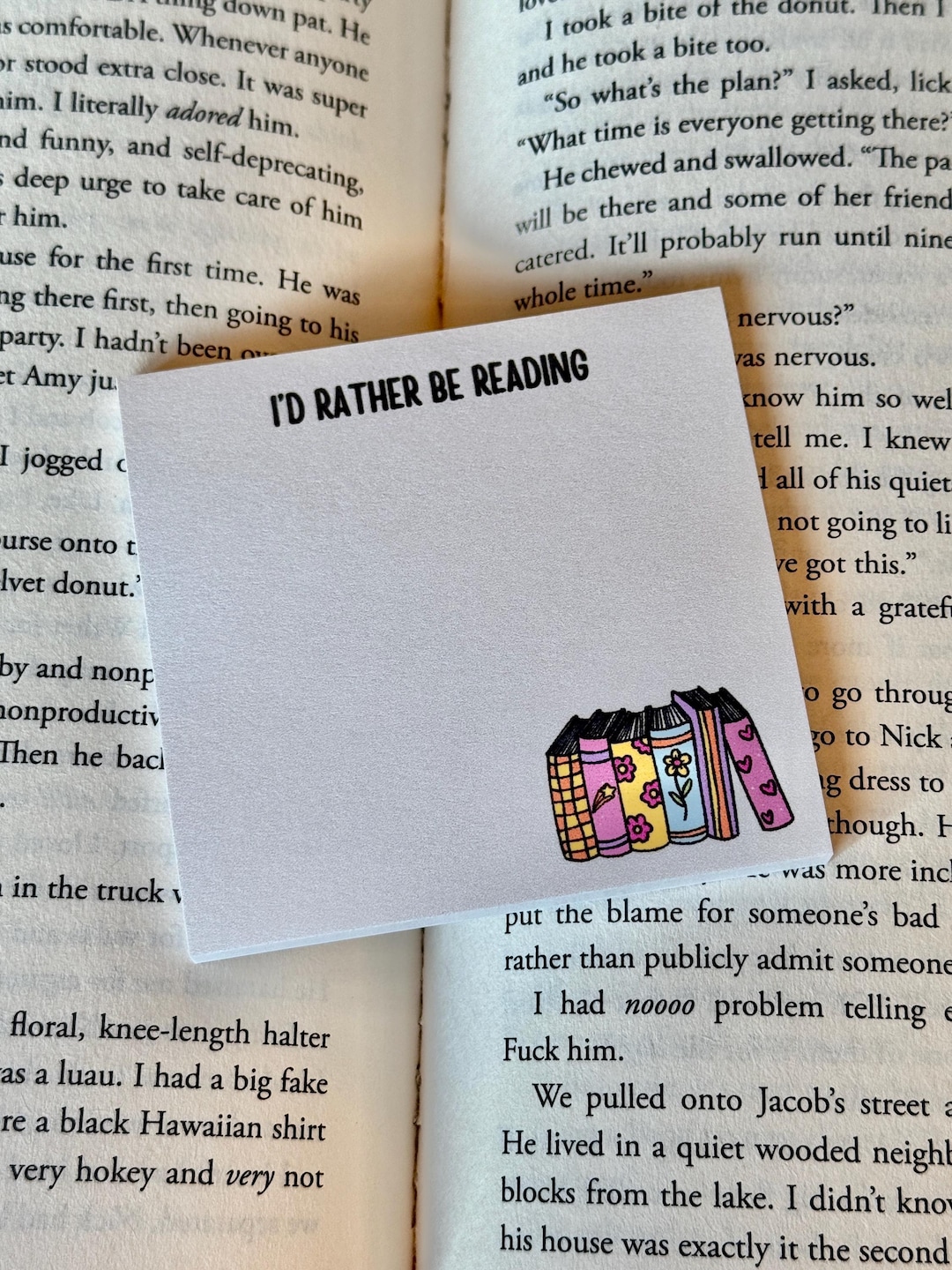 Bookish Sticky Note Post-it Note Cute Desk Accessory Id Rather Be ...