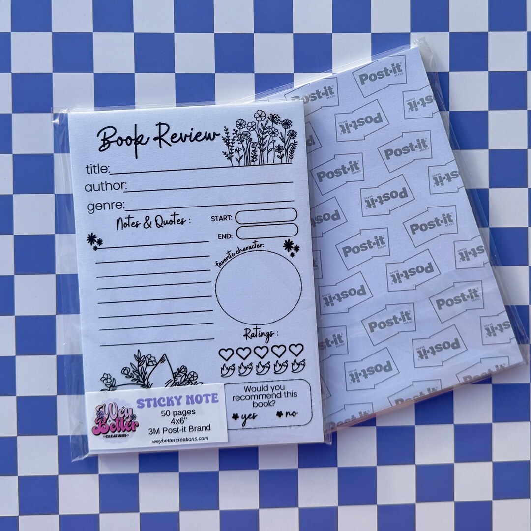 Book Review Post-it Notepad: Floral Bookish Stationery (4x6, 50 Pages ...
