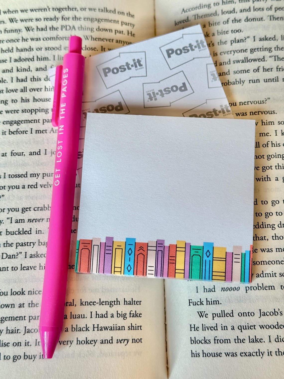 Bookish Post-it Note: Colorful Bookshelf Desk Accessory - Etsy