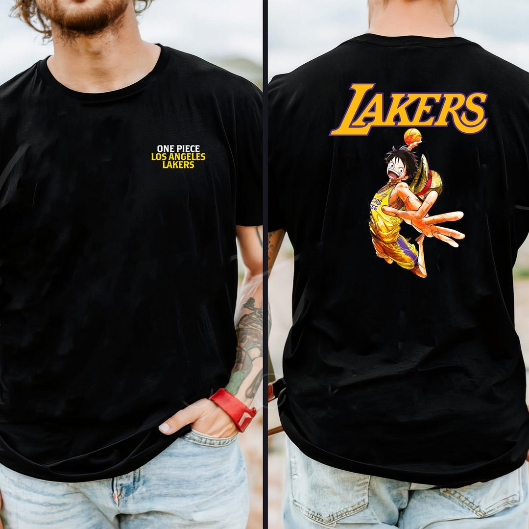 ONE PIECE X LAKERS Collab Luffy Dunk Anime T-shirt - Etsy